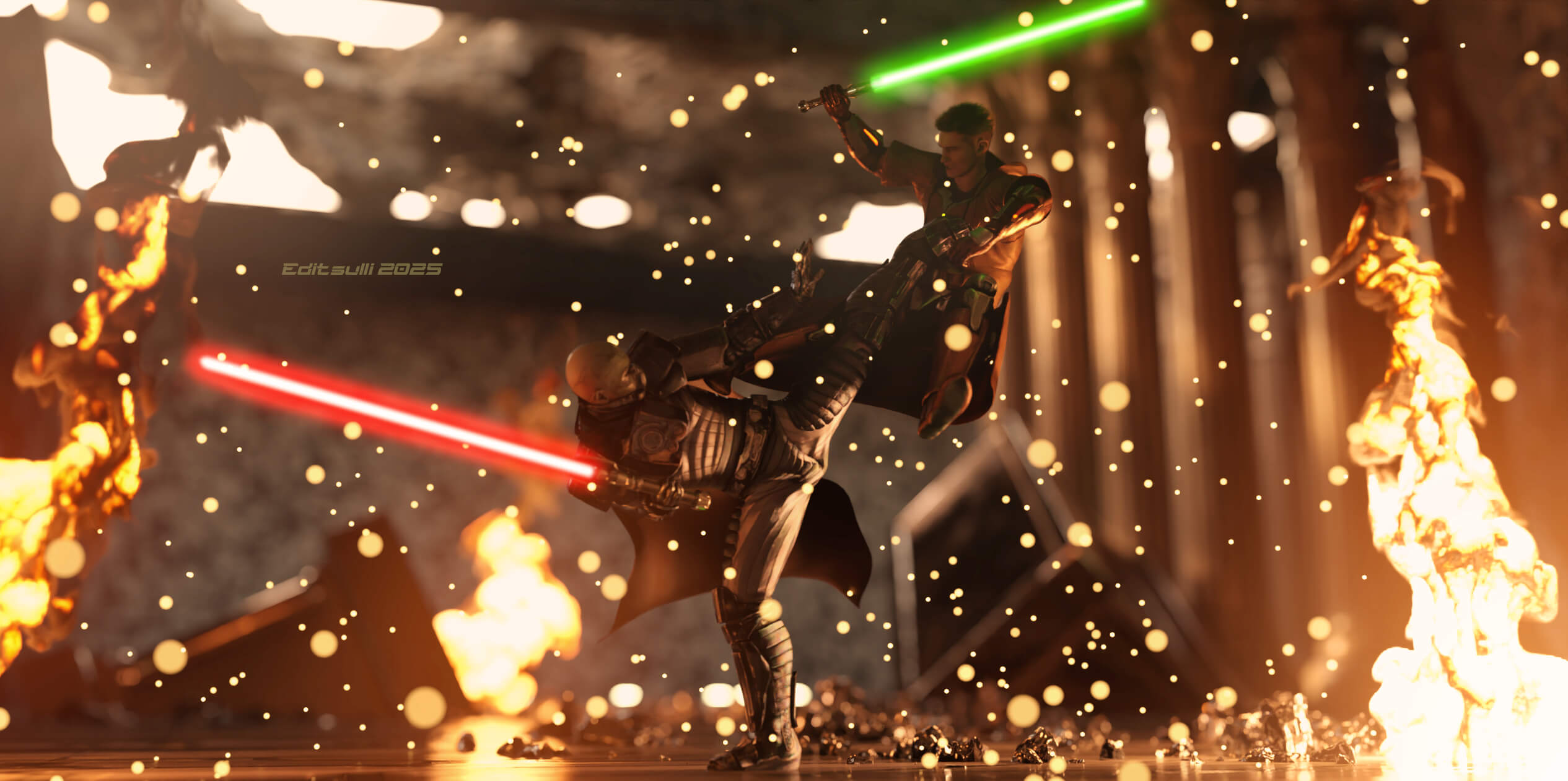 Malgus vs Zallow 3D Render, Digital Art by ESulli
