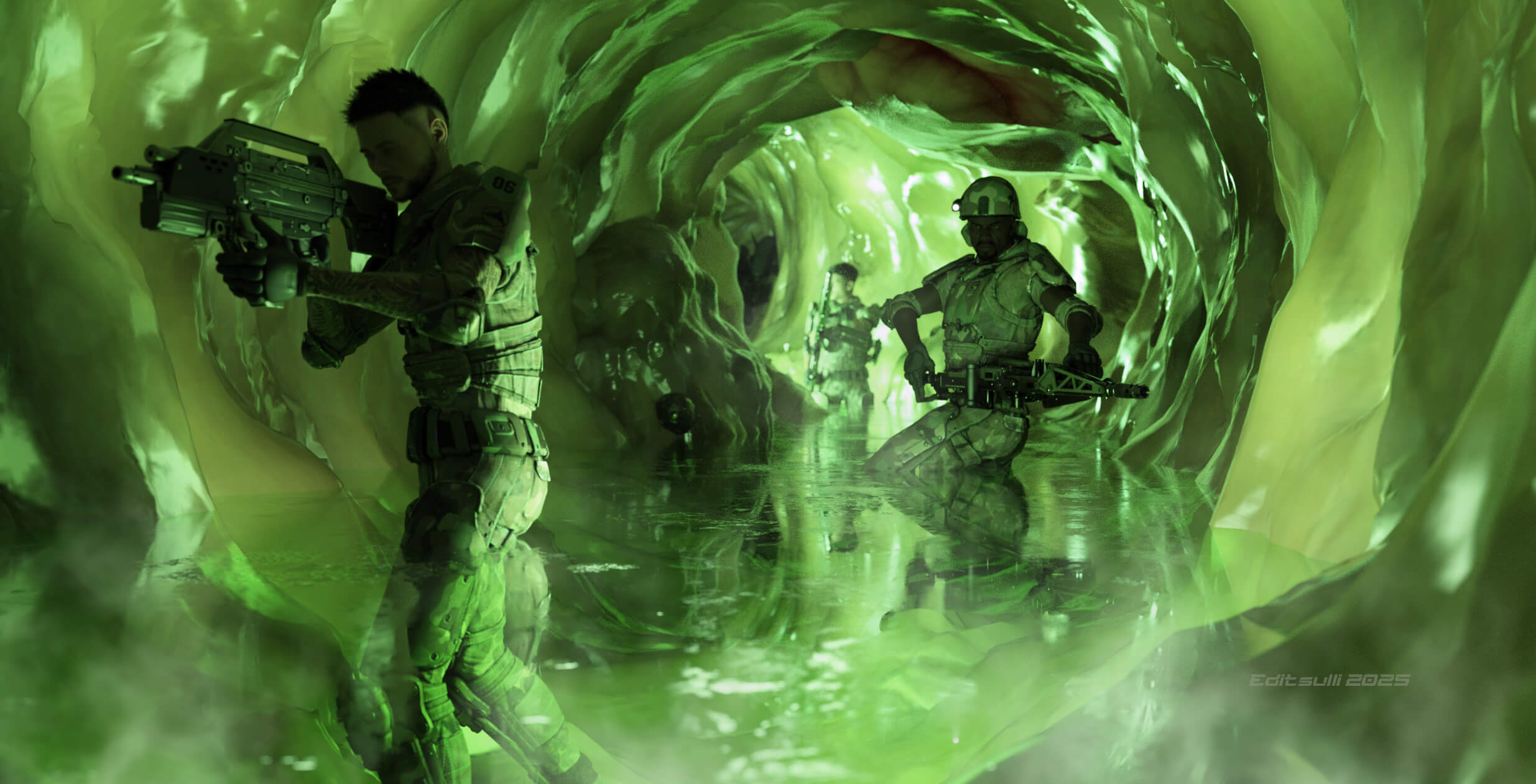 USCMC on the Hunt 3D Render, Digital Art by ESulli