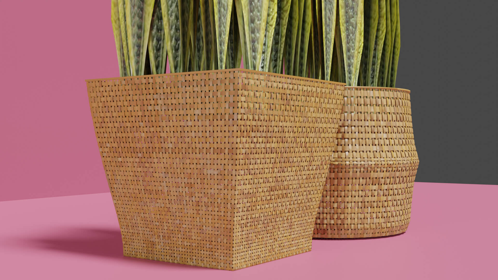 Wicker Flower Baskets Set - 3D Model by Evelyns 3D Creations