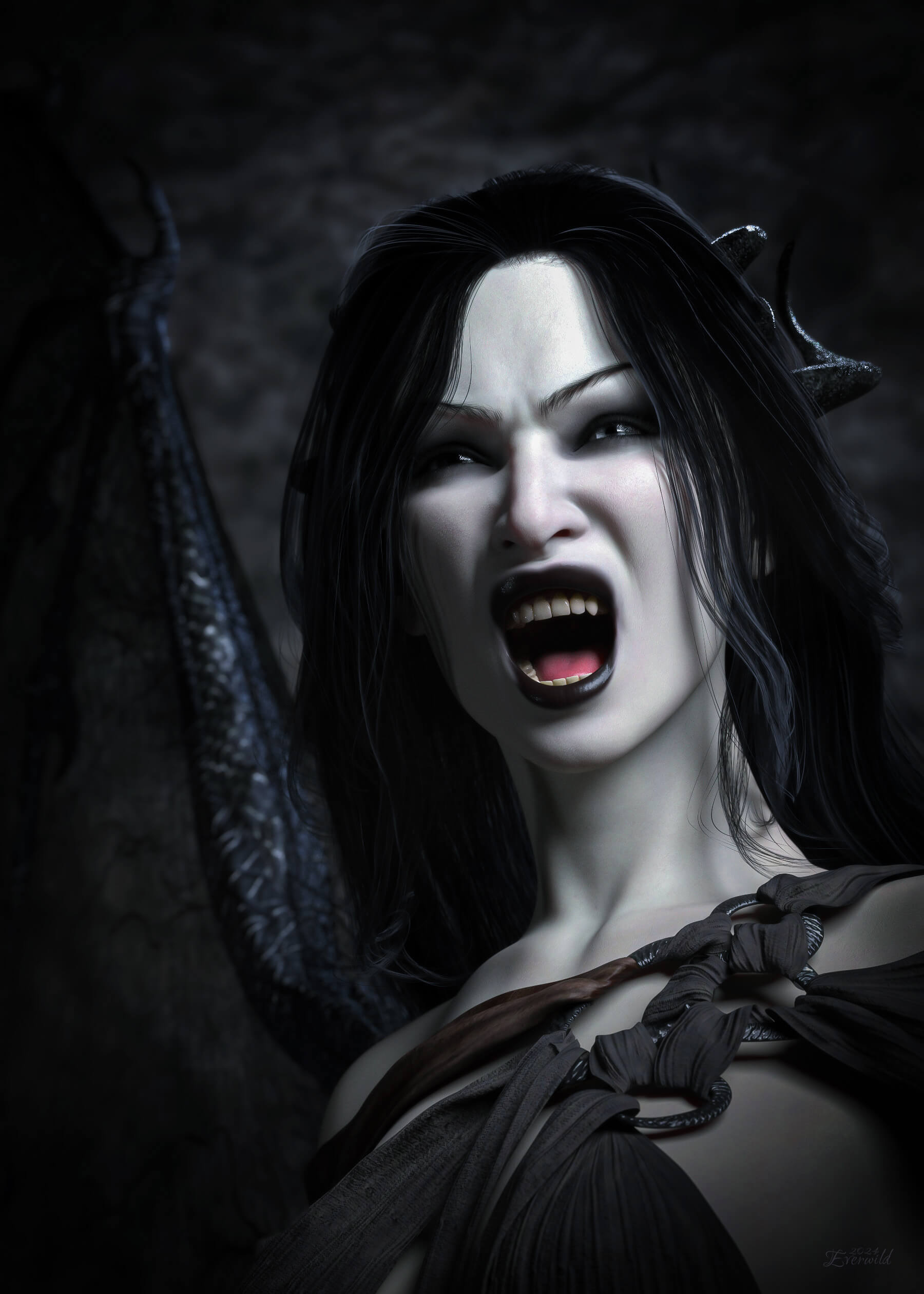 Screaming Into the Abyss 3D Render, Digital Art by Everwild