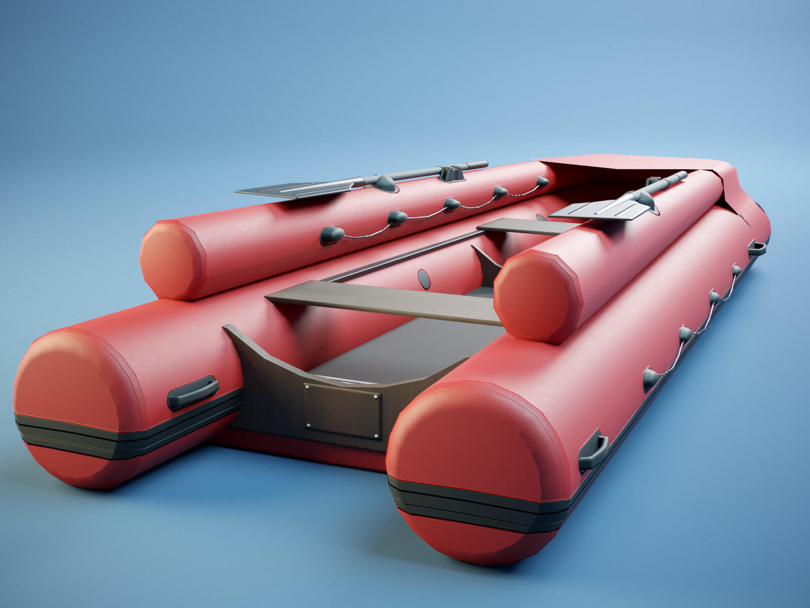 Inflatable Boat Red PBR - 3D Model by Evrika