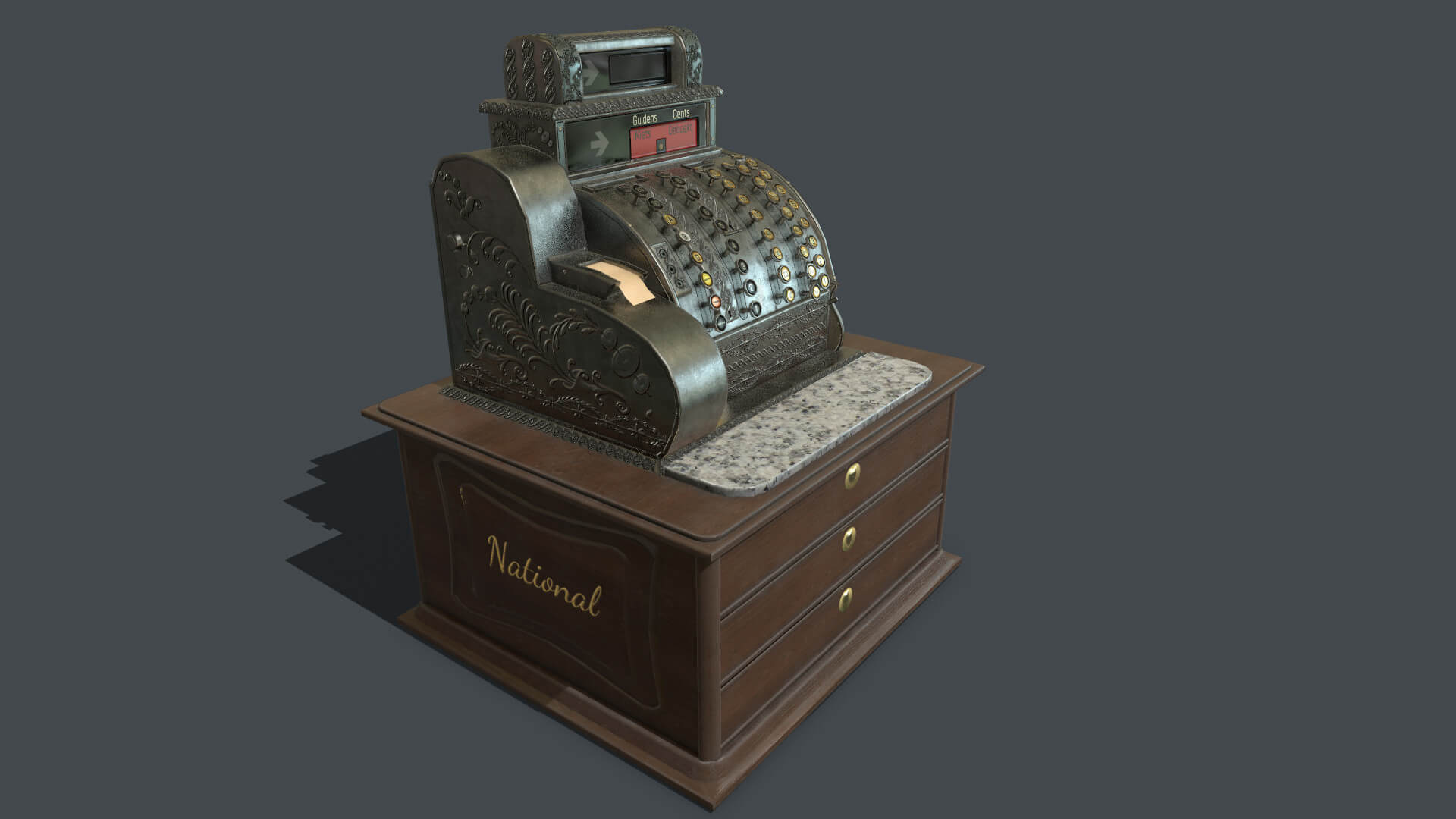 Old Cash Register PBR - 3D Model by Evrika