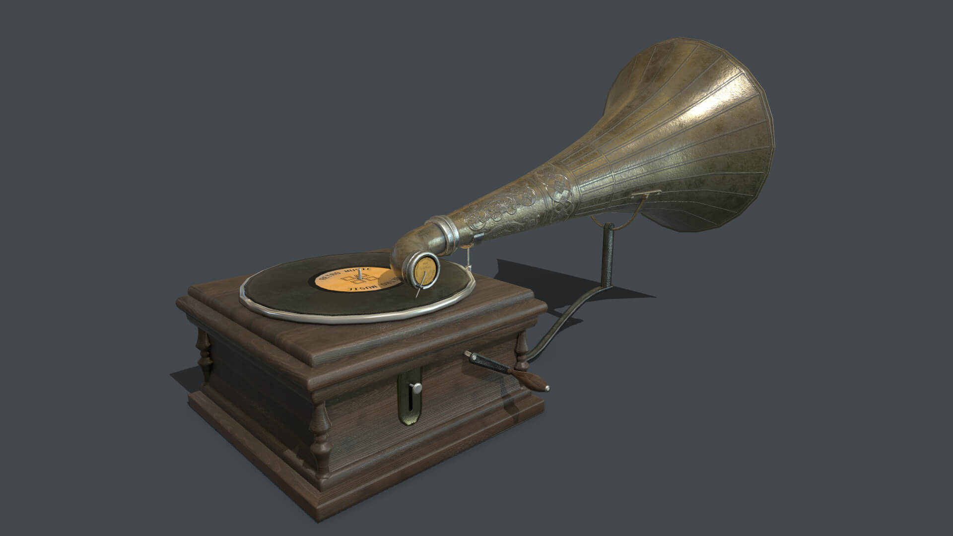 Old Gramophone PBR - 3D Model by Evrika