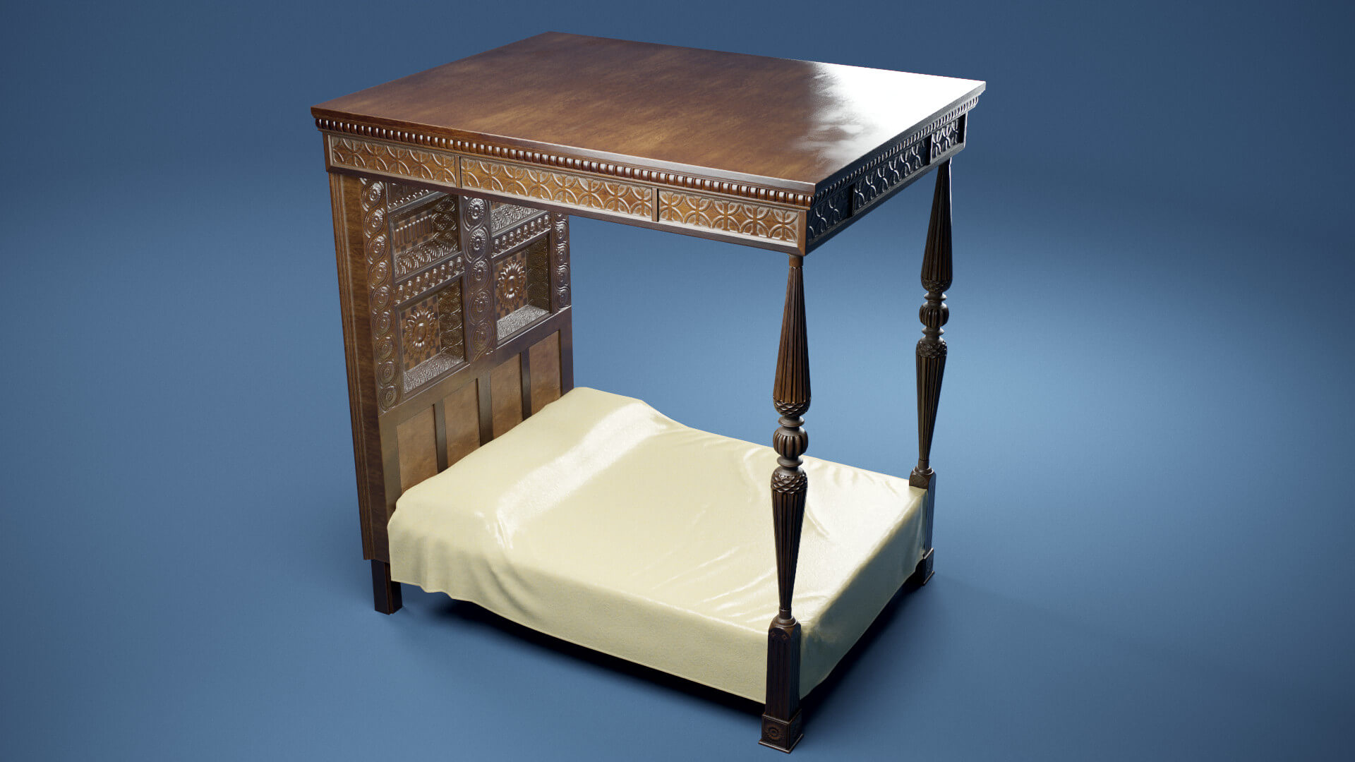 Old Renaissance Bed - 3D Model by Evrika