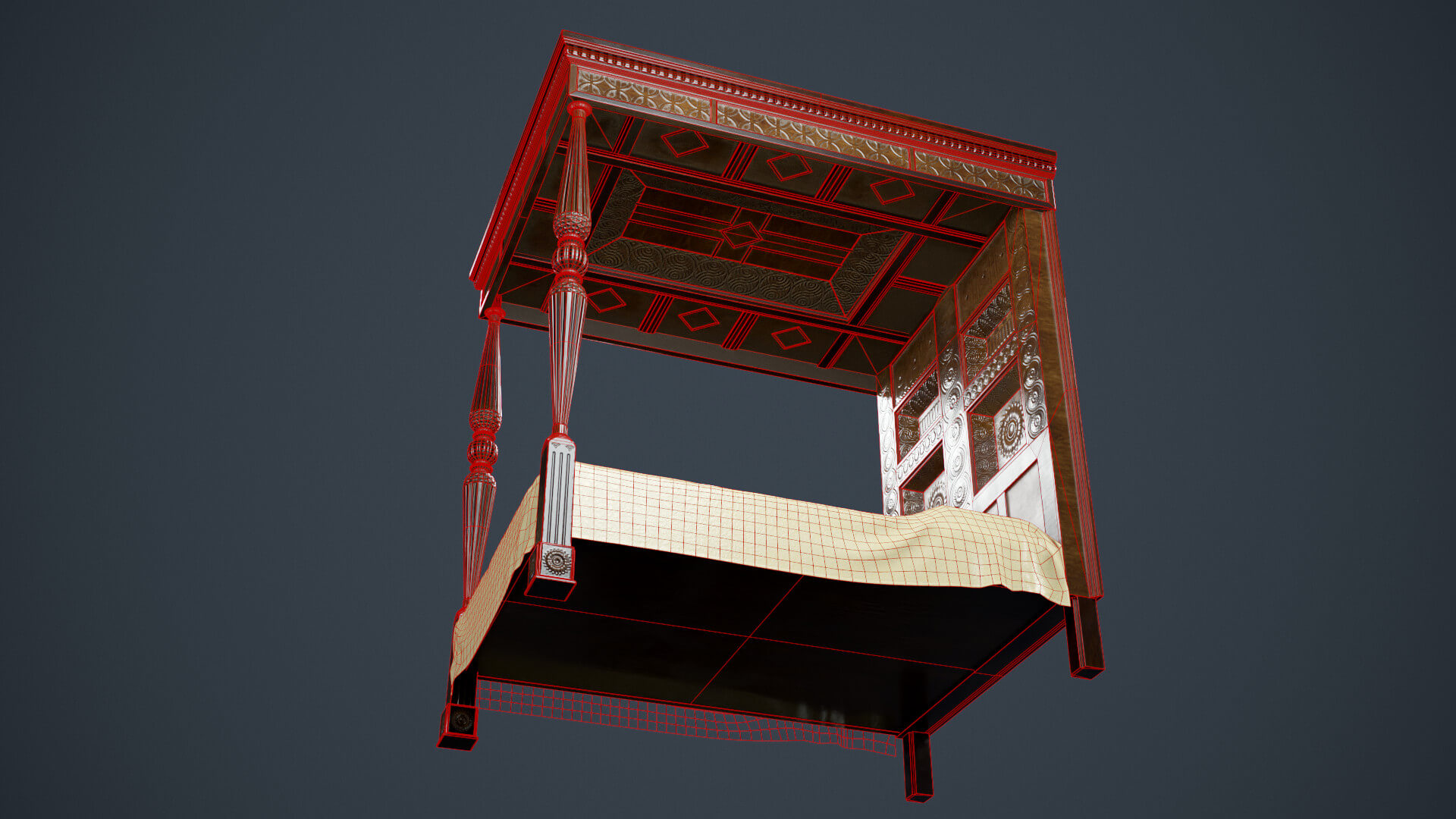 Old Renaissance Bed - 3D Model by Evrika