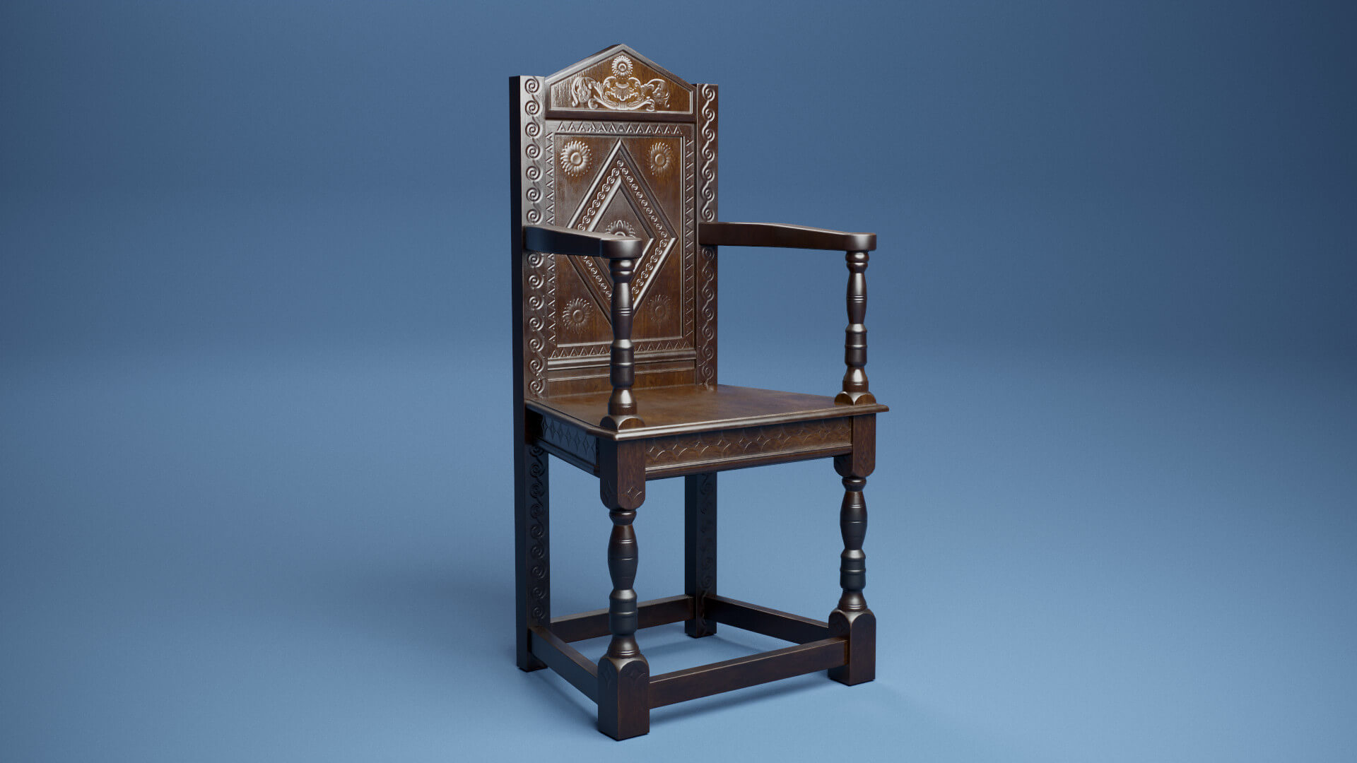Old Renaissance Chair PBR - 3D Model by Evrika