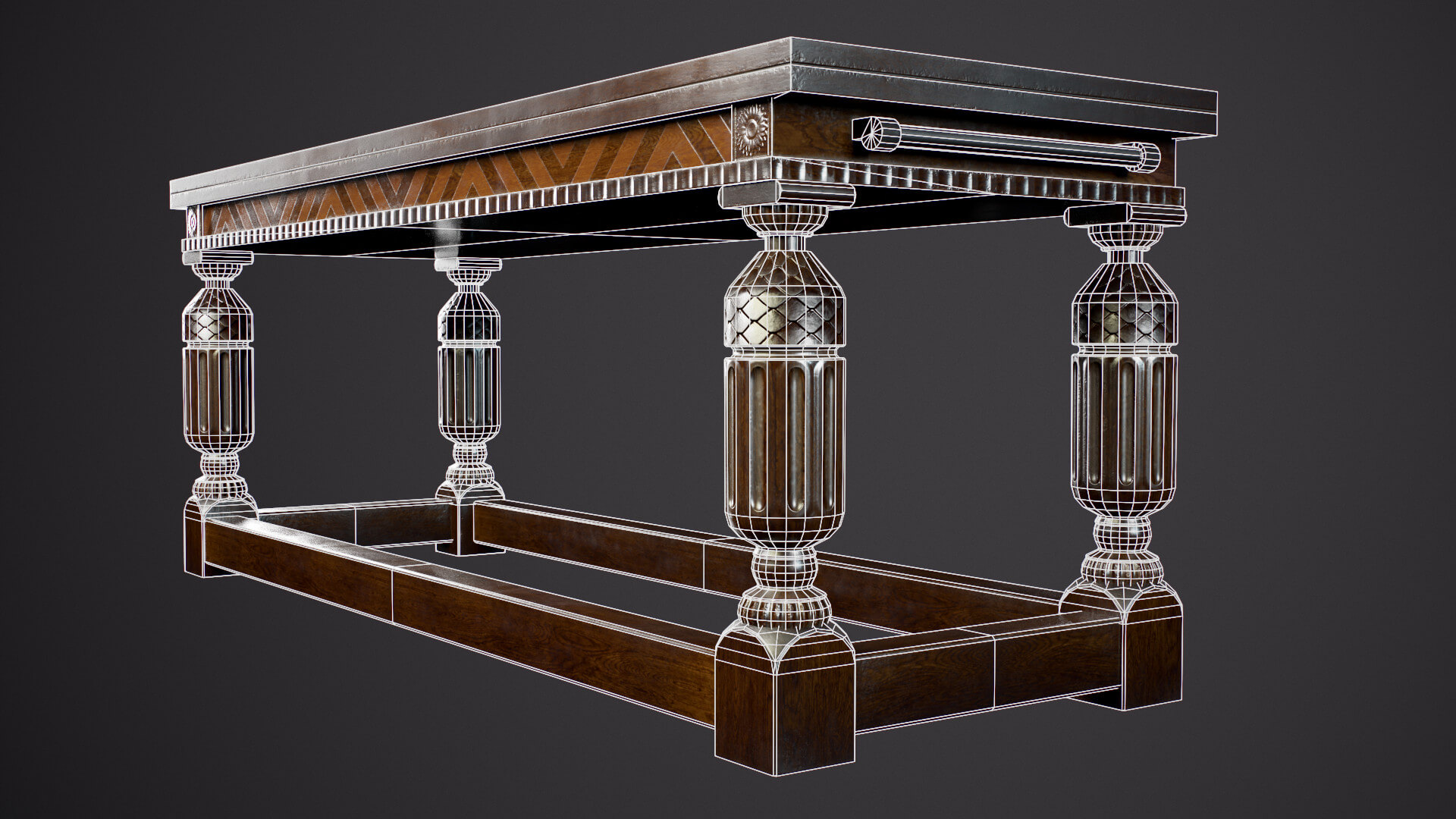 Old Renaissance Dining Table PBR - 3D Model by Evrika