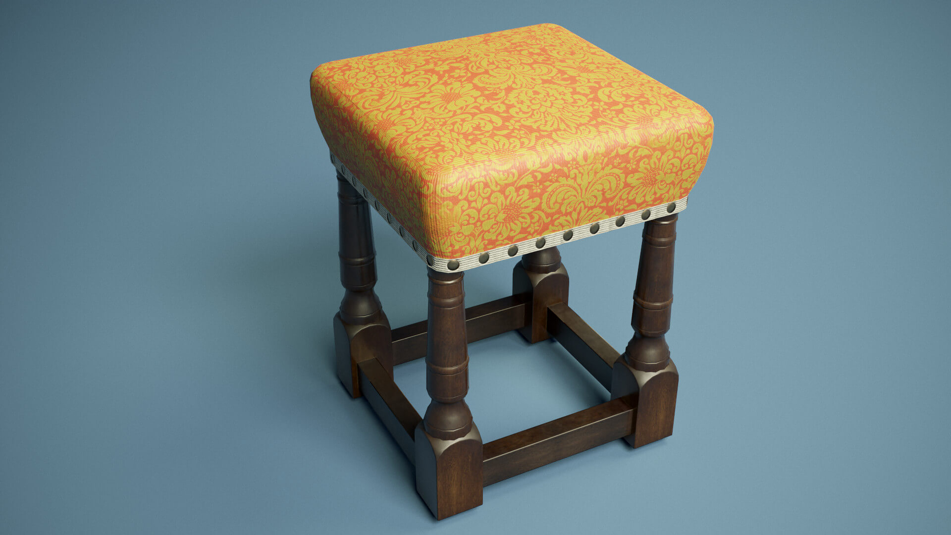 Old Renaissance Stool PBR - 3D Model by Evrika