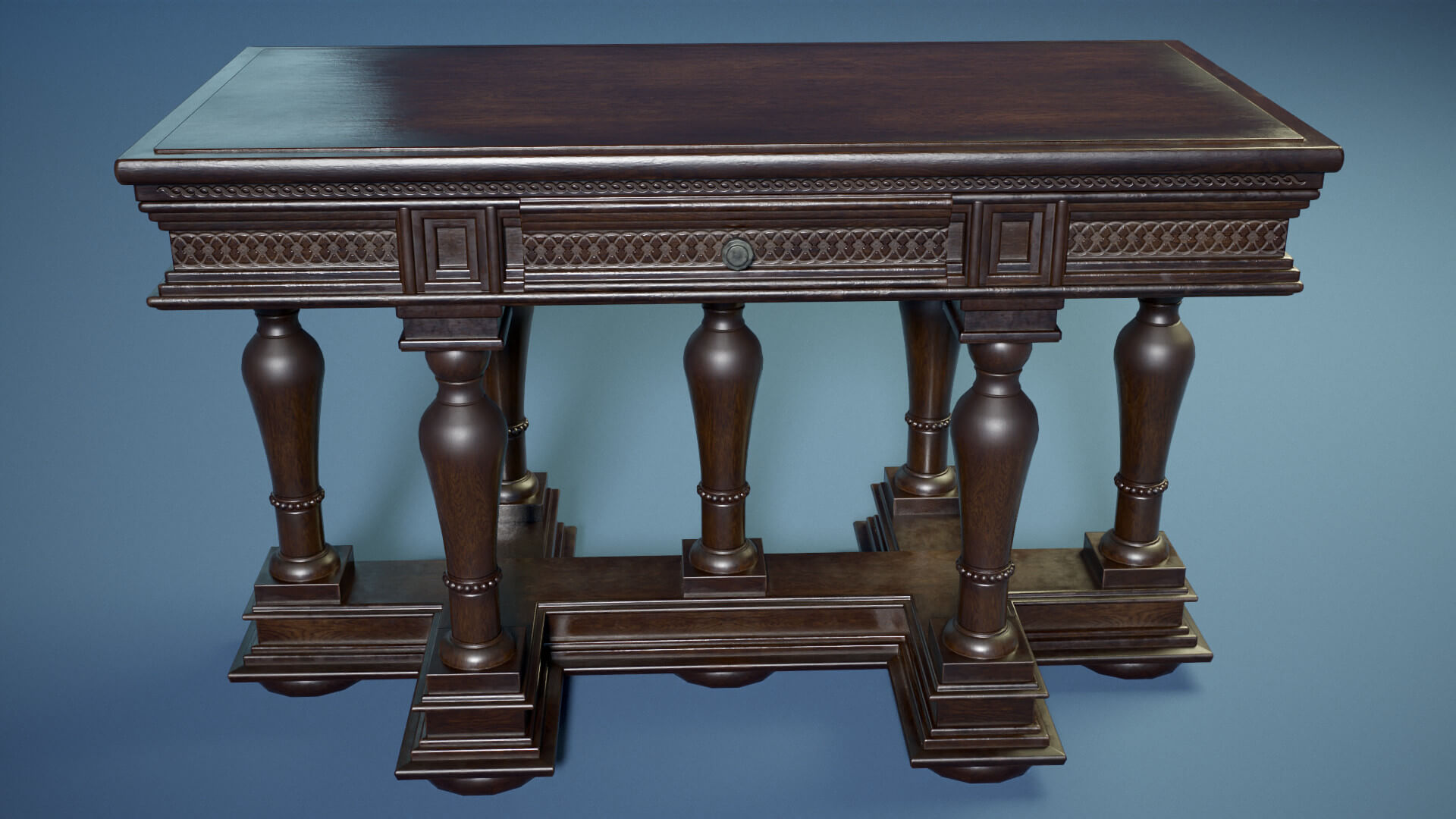 Renaissance Writing Desk PBR - 3D Model by Evrika