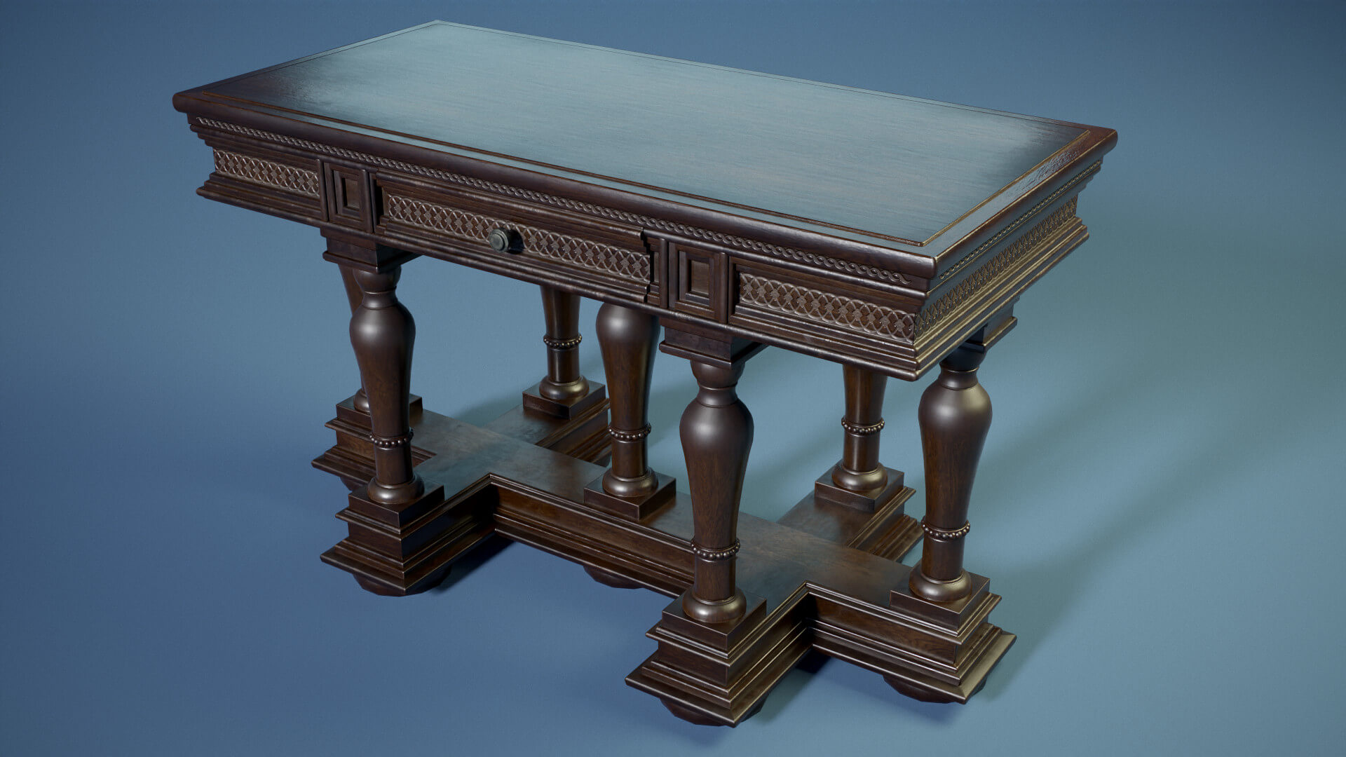 Renaissance Writing Desk PBR - 3D Model by Evrika