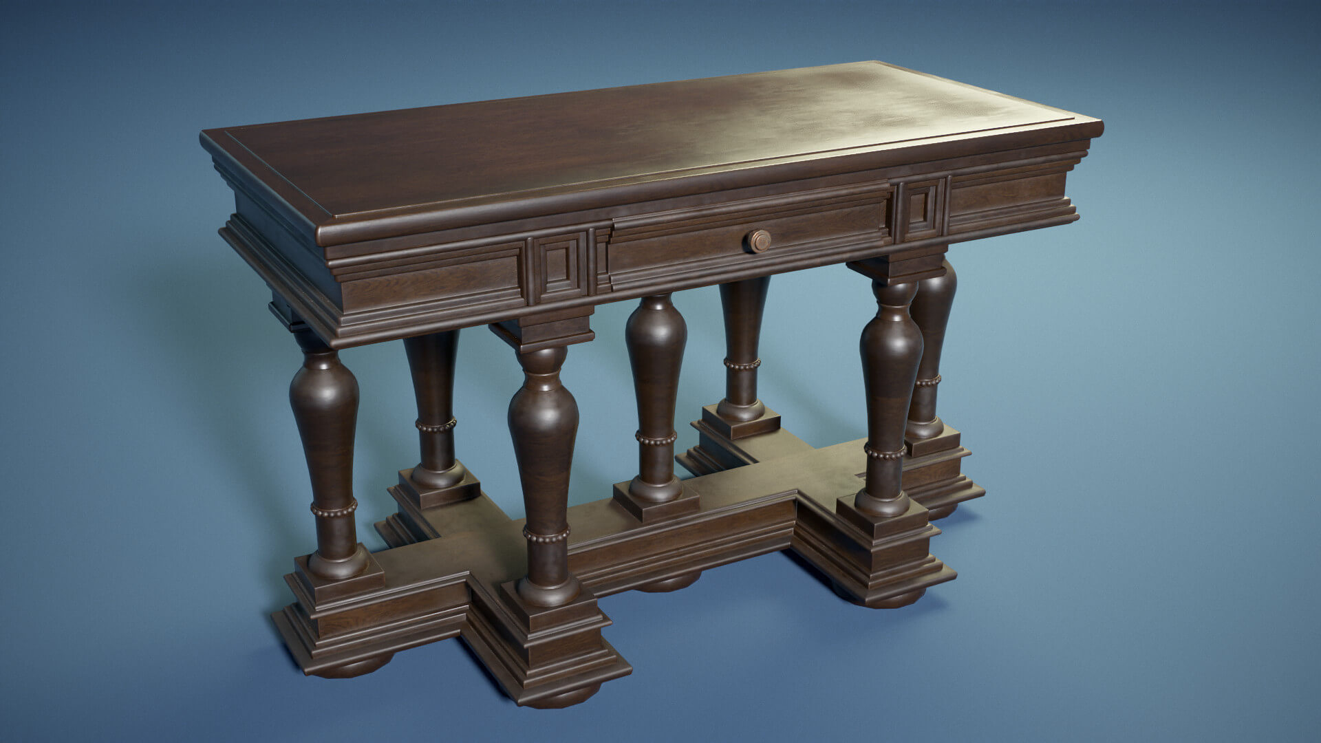 Renaissance Writing Desk PBR - 3D Model by Evrika