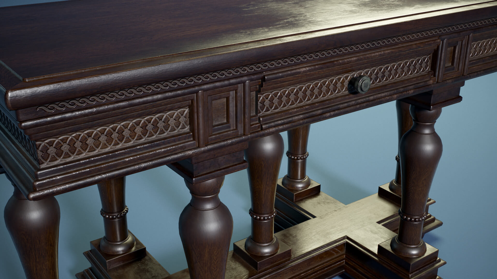 Renaissance Writing Desk PBR - 3D Model by Evrika