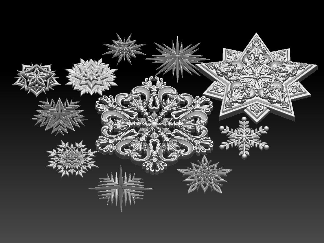 Stars and Snowflakes - 3D Model by Explorer