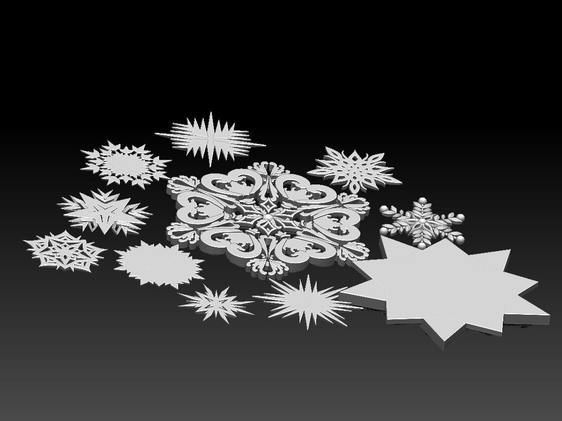 Stars and Snowflakes - 3D Model by Explorer