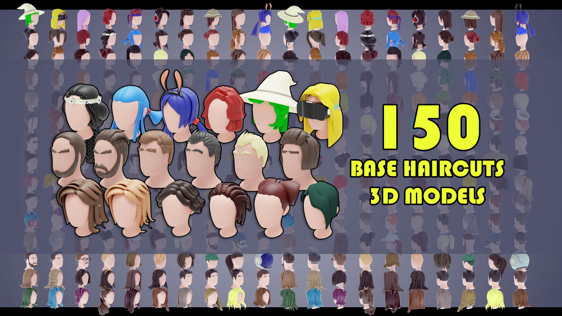 150 Stylized Base Haircuts - 3D Model by F540