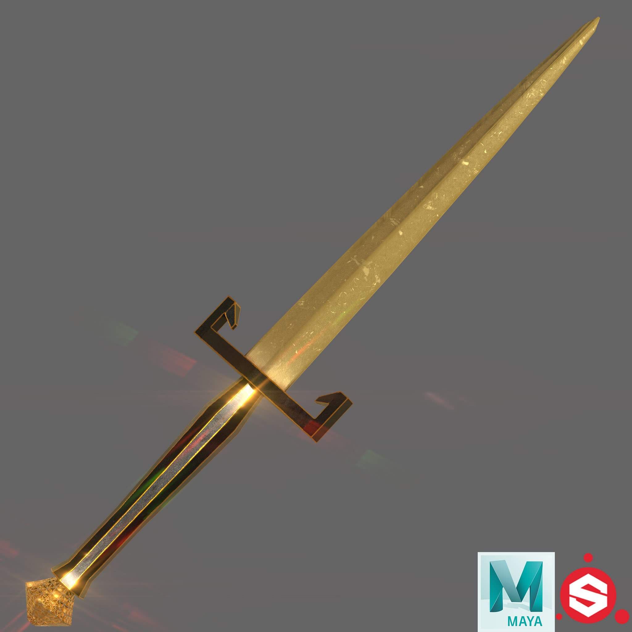 Gold Dagger - 3D Model by Fabiano_Batista