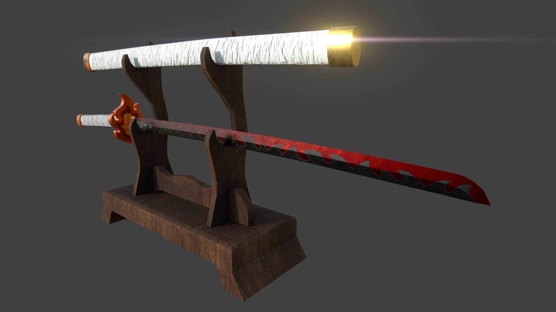 Kyojuro Rengoku Nichirin. Kimetsu No Yaiba (Demon Slayer) - 3D Model by ...