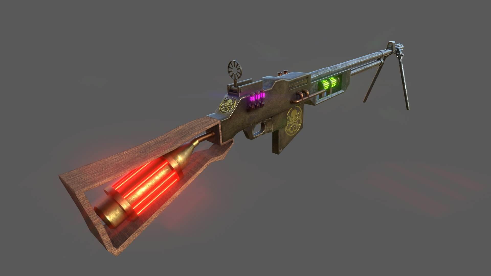 Steampunk Browning Automatic Rifle M1918 - 3D Model by Fabiano_Batista