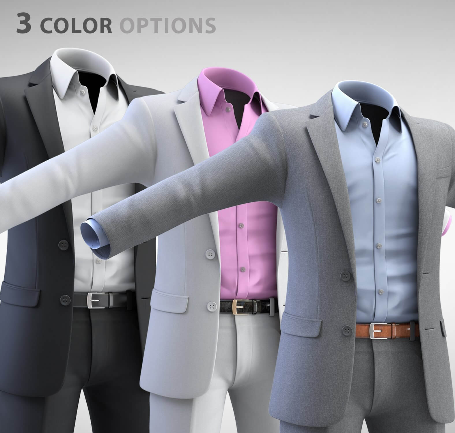 Men Suit 3 Colors - 3D Model by fabiobispo