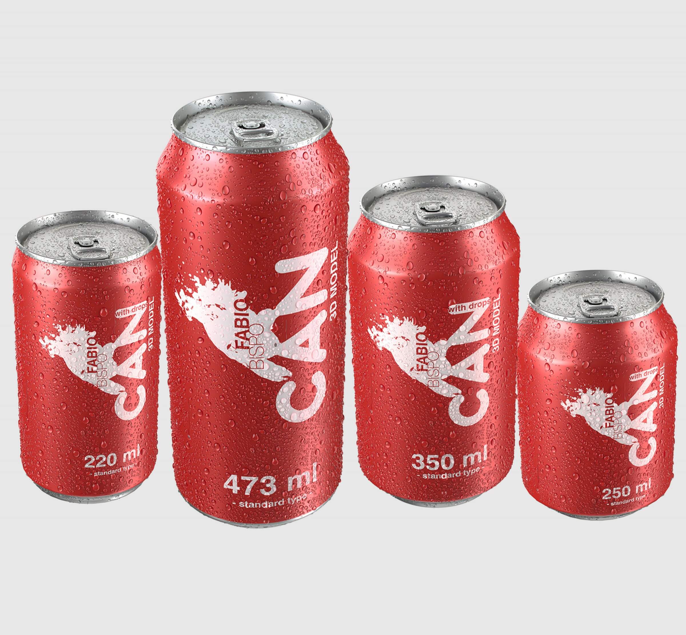 Soda Can Collection - 4 Sizes 3D Model by fabiobispo