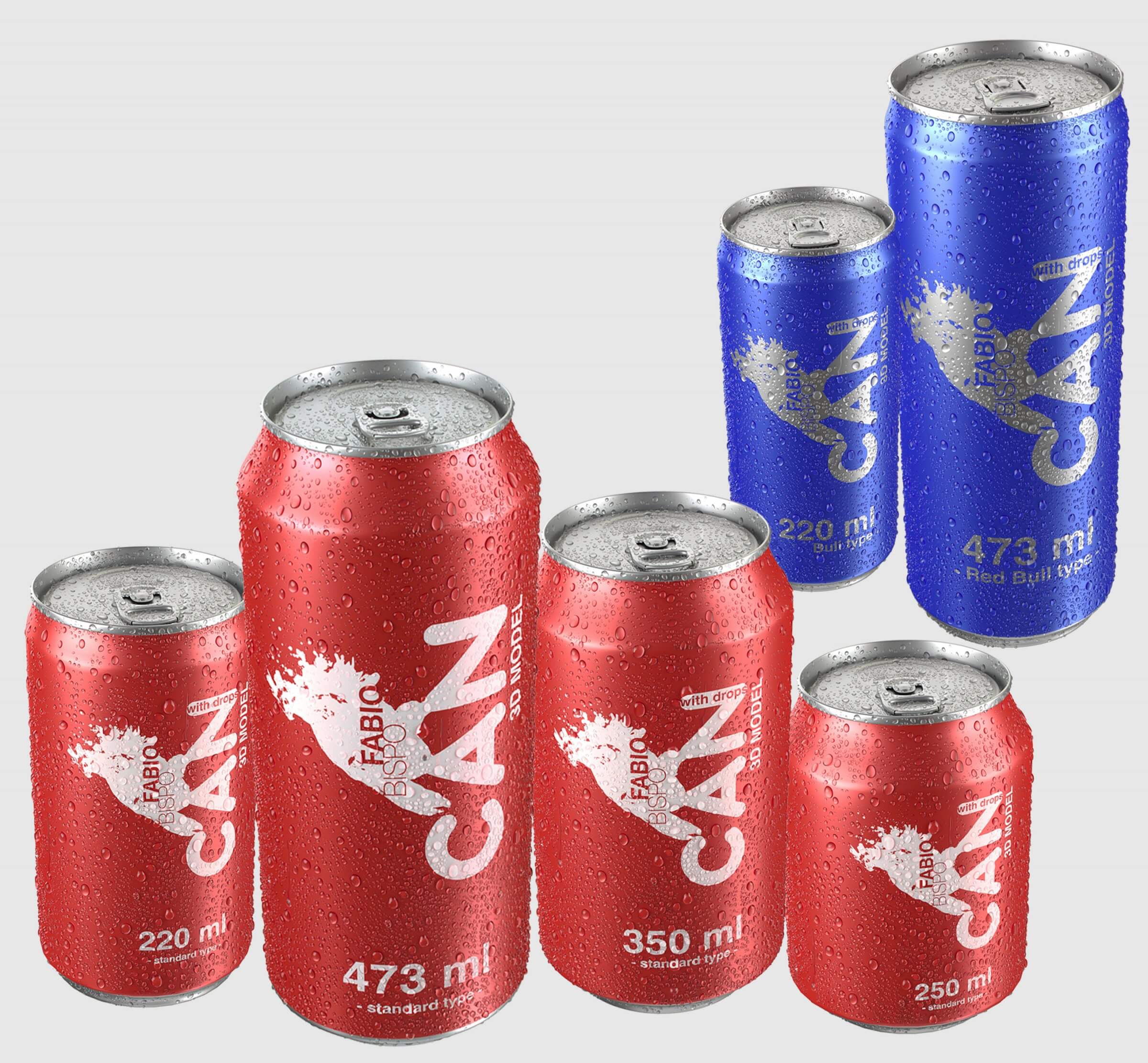 Soda Can Collection - 6 Sizes 3D Model by fabiobispo