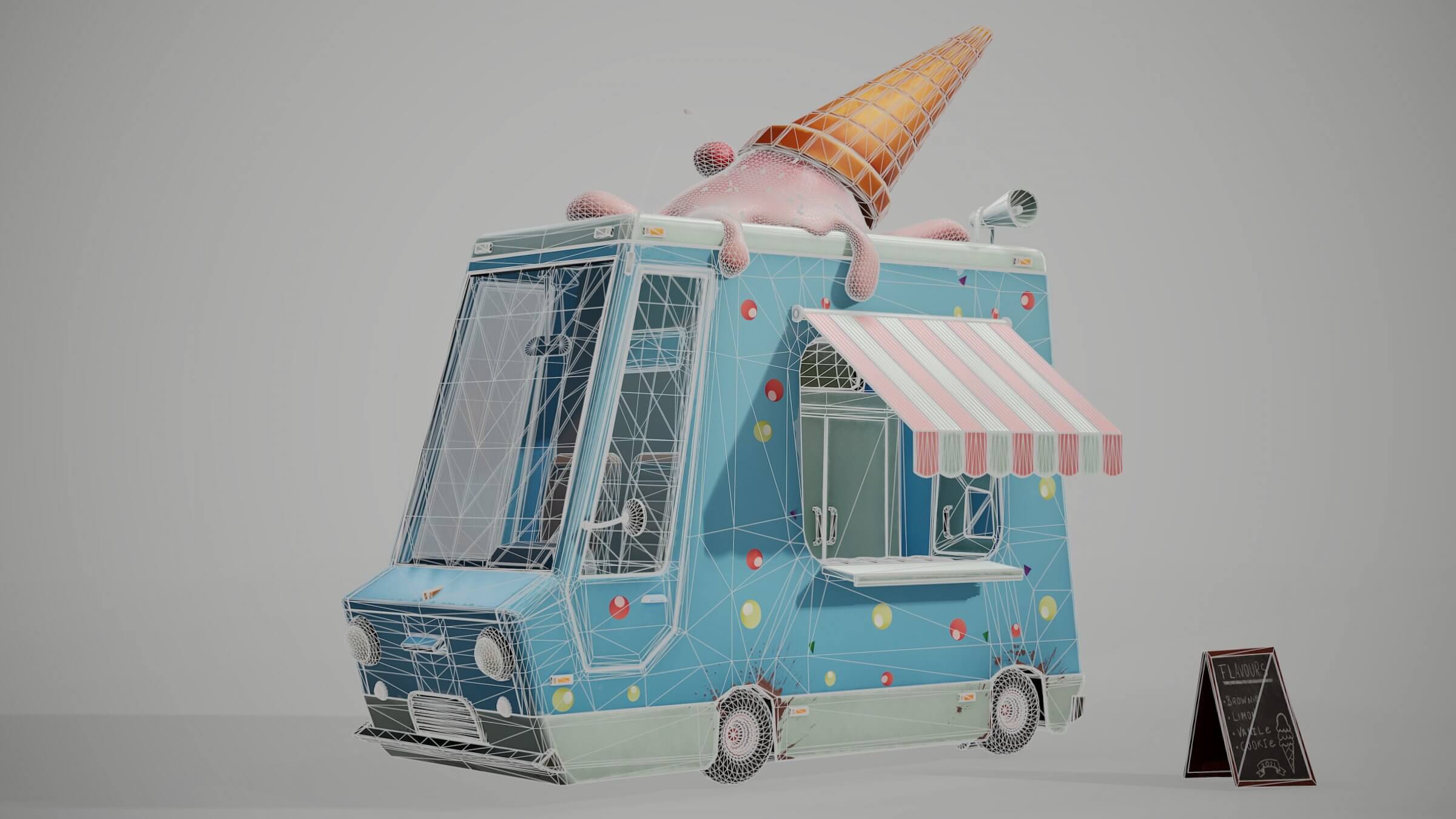 Ice Cream Van - 3D Model by Face The Edge