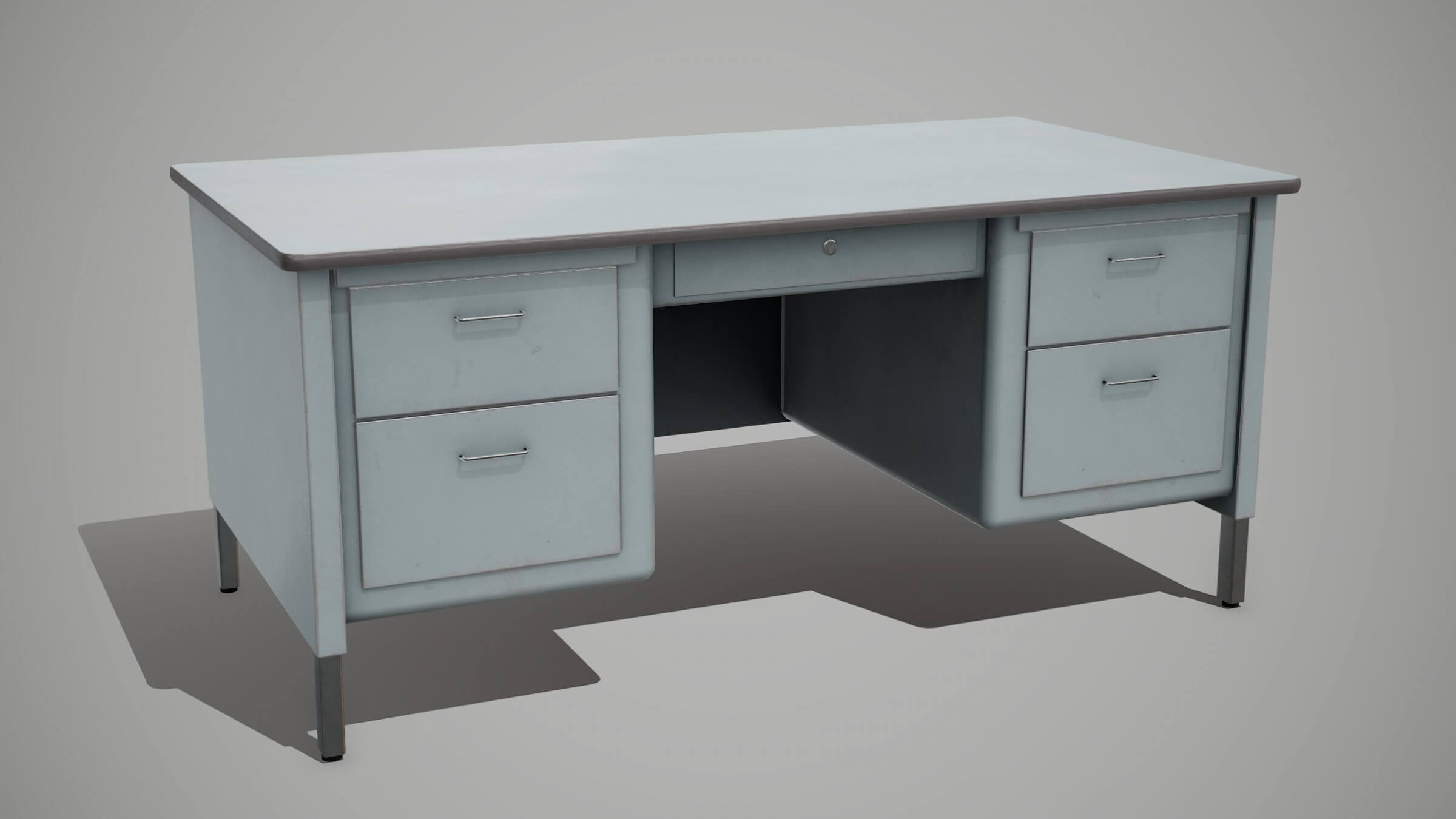 Metal Desk Table - 3D Model by Face The Edge