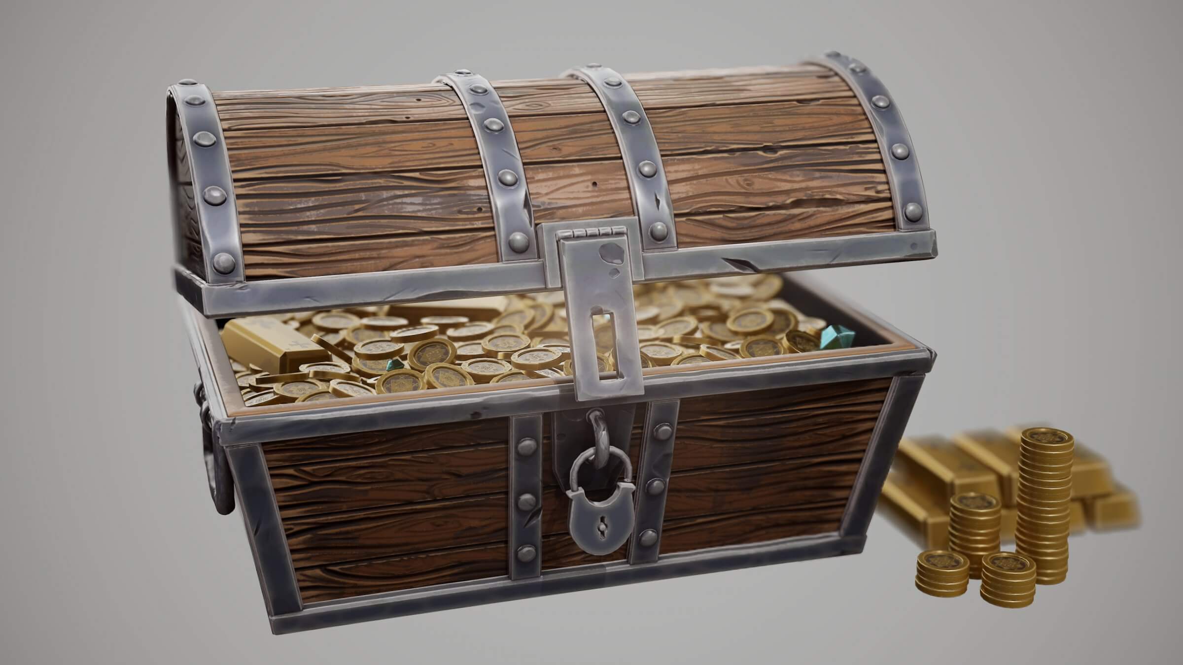 Stylized Gold Chest - 3D Model by Face The Edge
