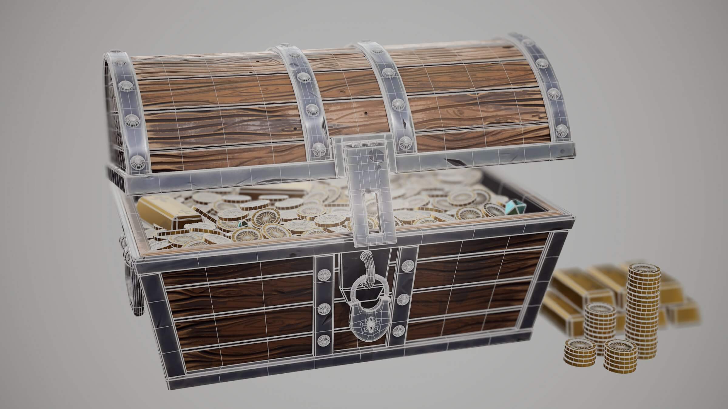 Stylized Gold Chest - 3D Model by Face The Edge