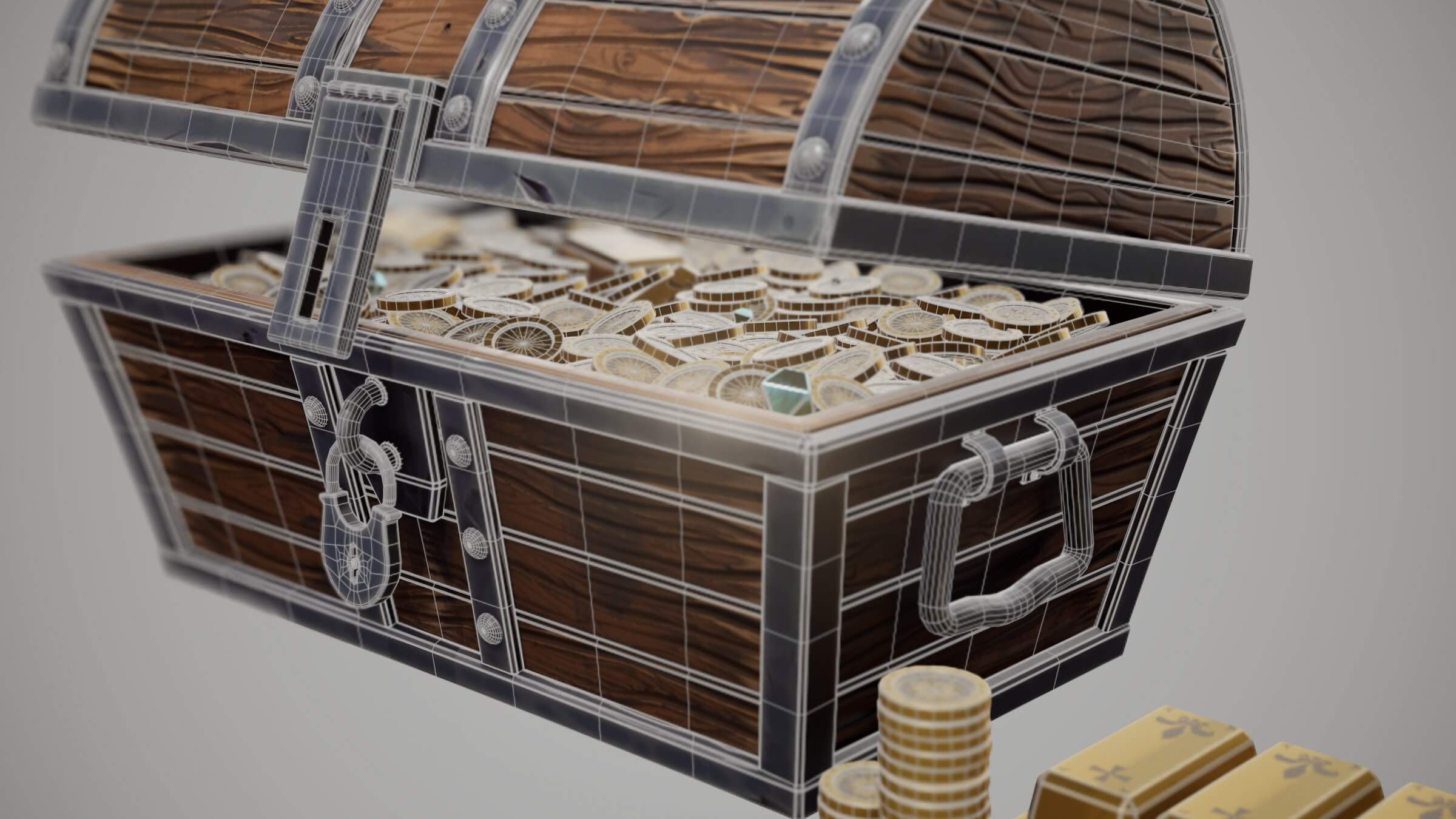 Stylized Gold Chest - 3D Model by Face The Edge