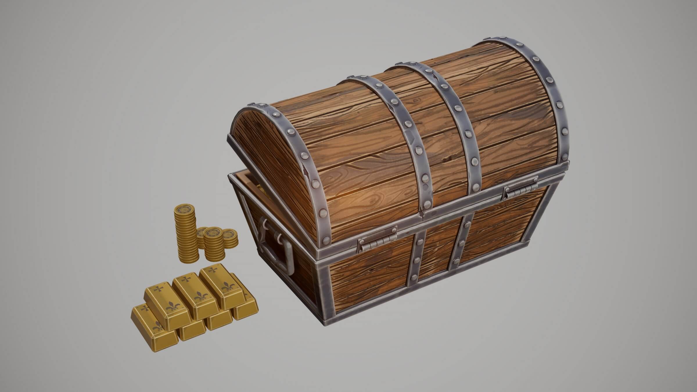 Stylized Gold Chest - 3D Model by Face The Edge