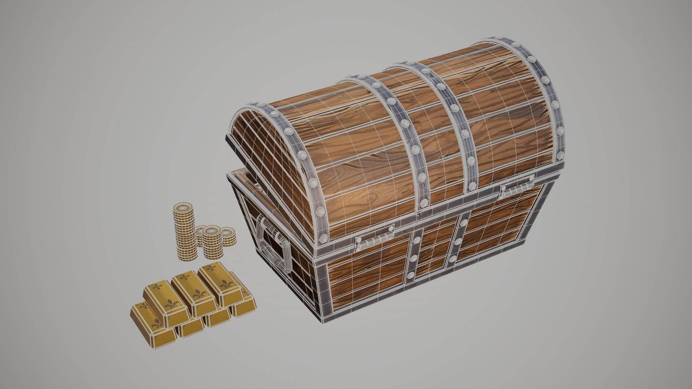 Stylized Gold Chest - 3D Model by Face The Edge