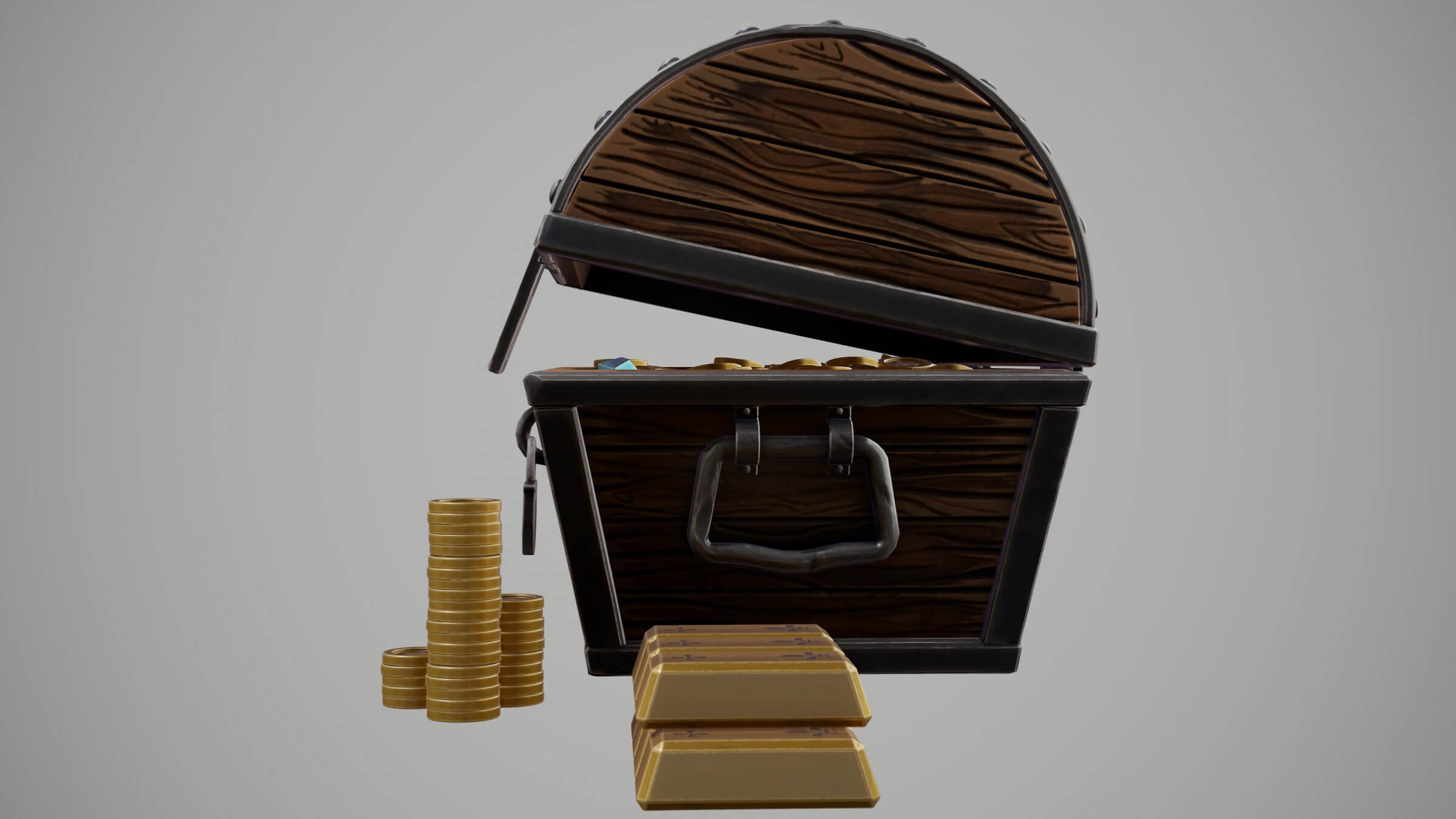 Stylized Gold Chest - 3D Model by Face The Edge