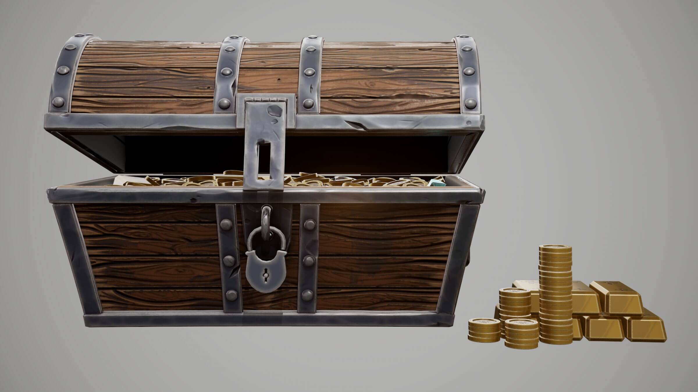 Stylized Gold Chest - 3D Model by Face The Edge