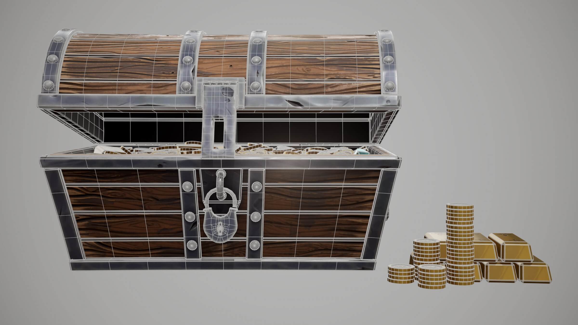 Stylized Gold Chest - 3D Model by Face The Edge