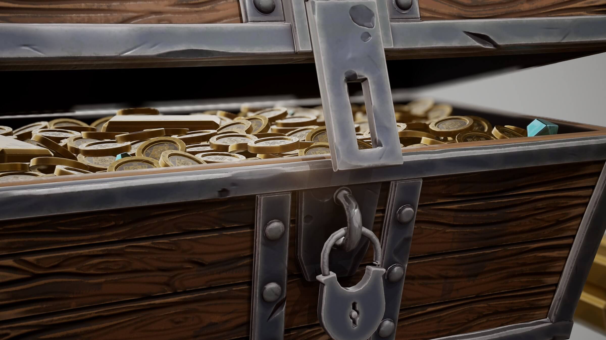 Stylized Gold Chest - 3D Model by Face The Edge