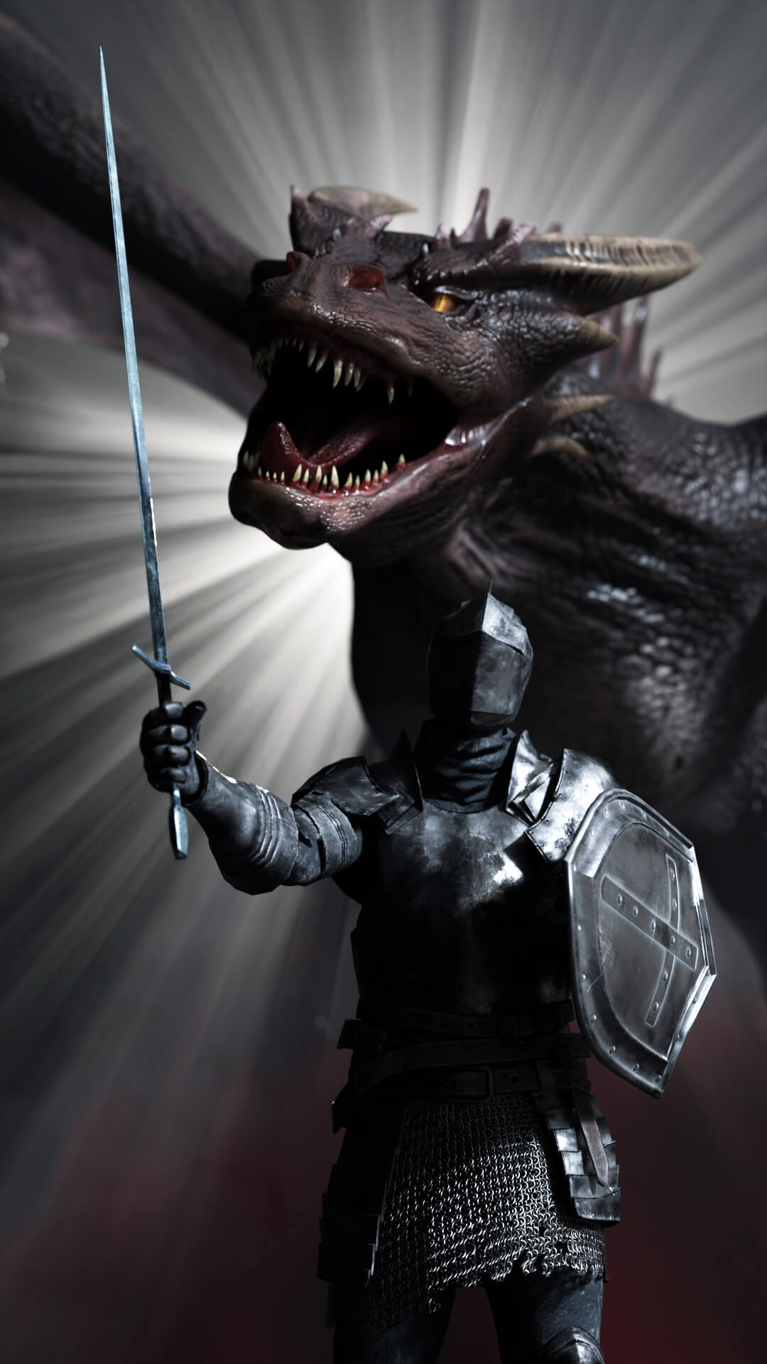 Saint Michael and the dragon 3D Render, Digital Art by Facesart