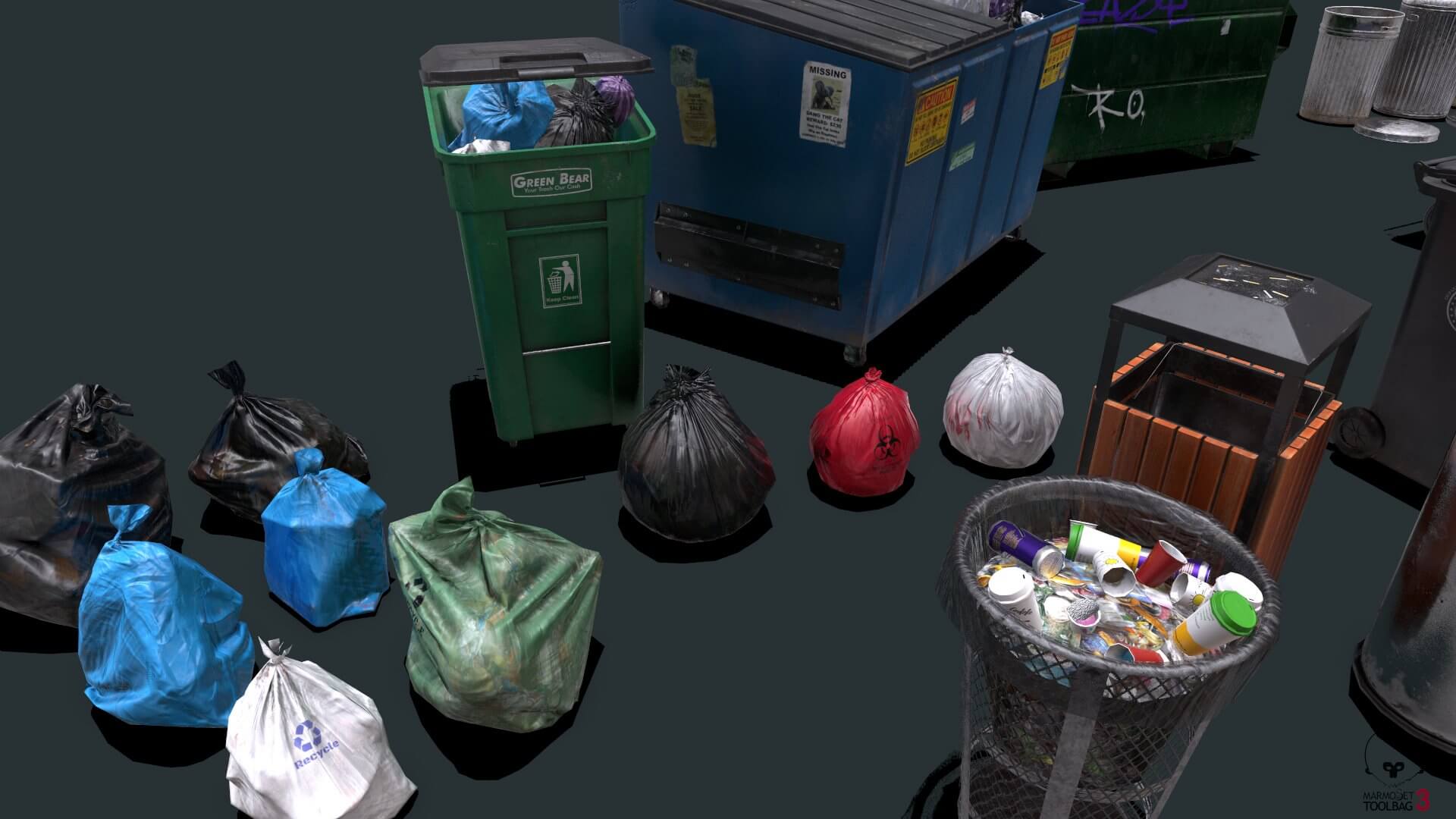 Urban Trash And Waste Management Pack - 3D Model by fadhilvic61