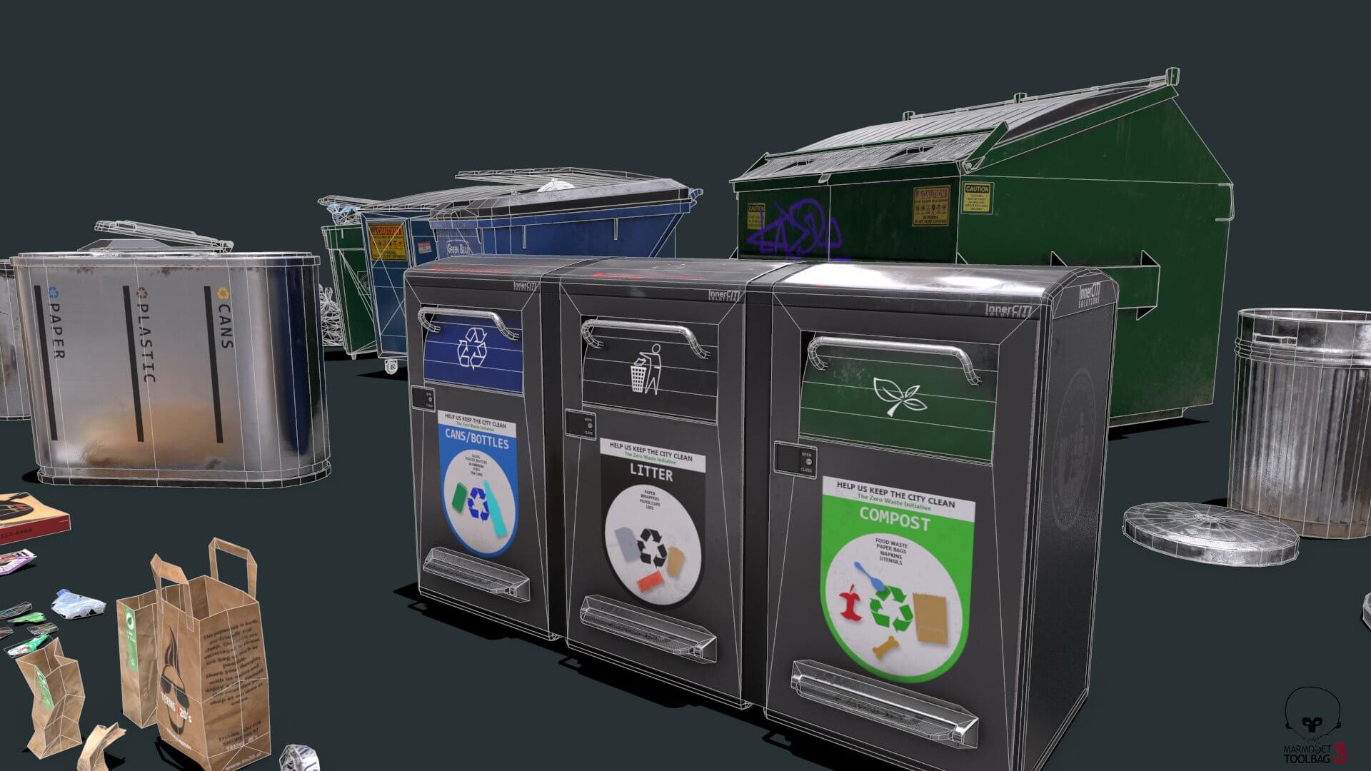 Urban Trash And Waste Management Pack - 3D Model by fadhilvic61