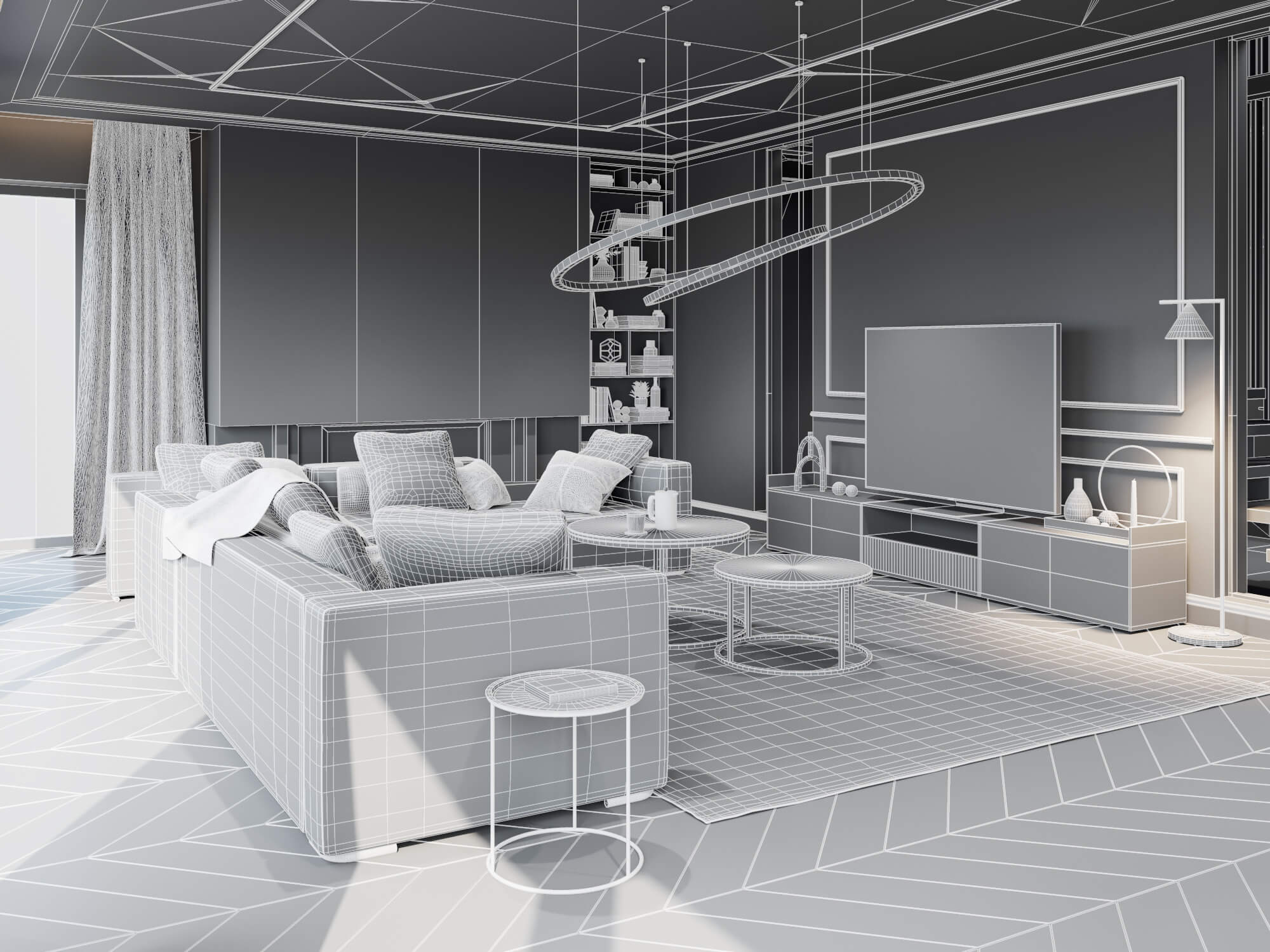 Living Room Interior 3D Scene for Cinema 4D and Octane Rende by ...