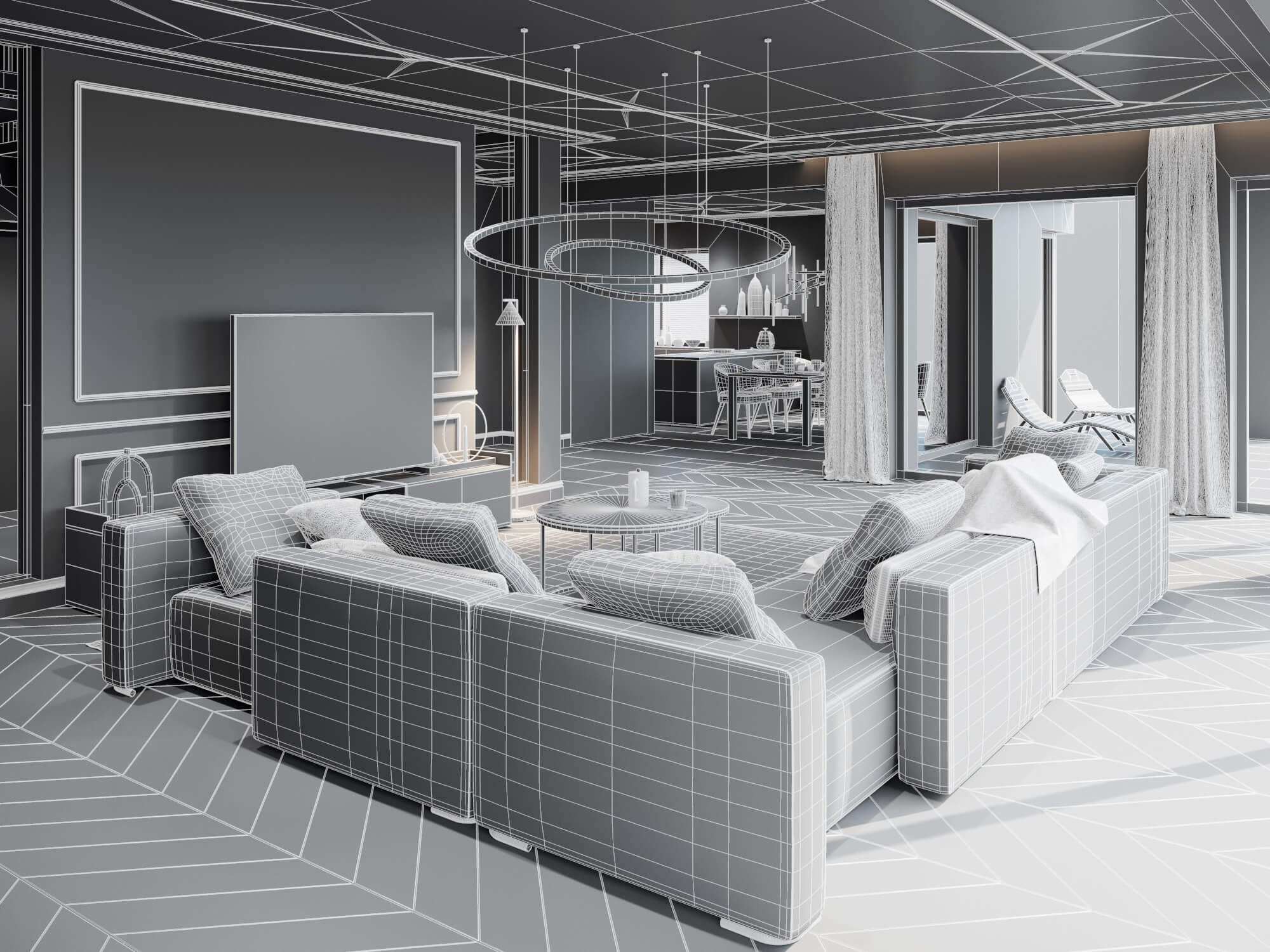 Living Room Interior 3D Scene for Cinema 4D and Octane Rende by ...