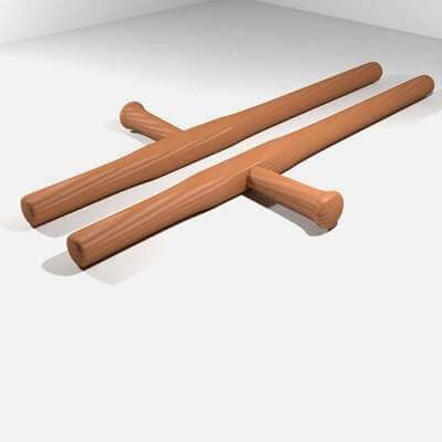 Wooden Double Sticks - 3D Model by faizal3DX