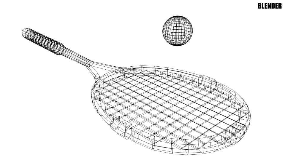 Squash Ball and Racket - 3D Model by faizal3DX