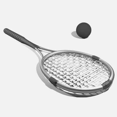 Squash Ball and Racket - 3D Model by faizal3DX