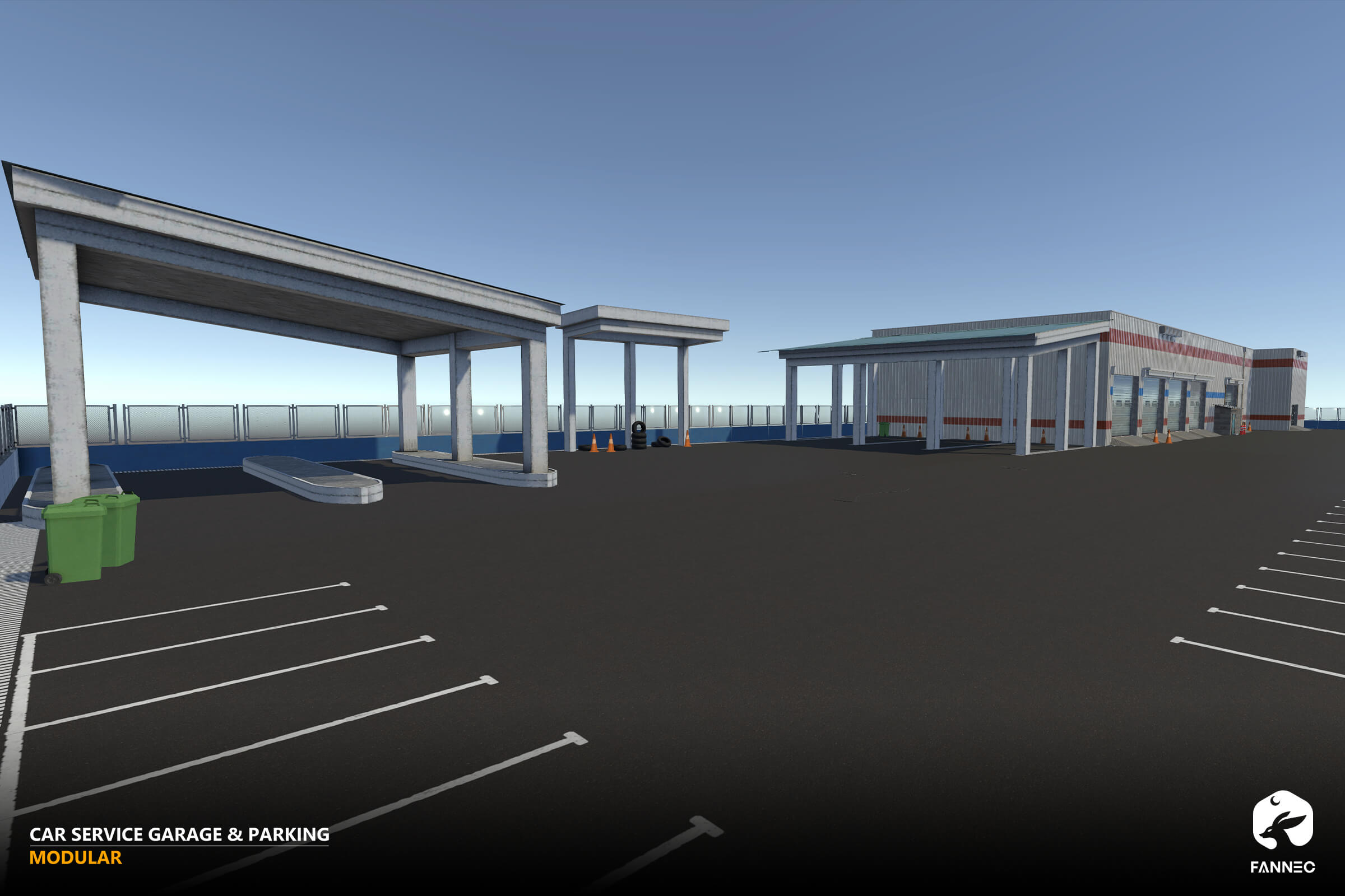 Modular - Car Service Garage & Parking - All Formats 3D Model by FANNEC