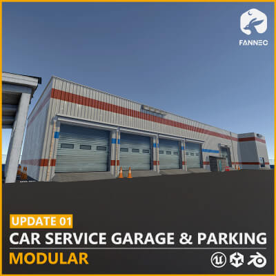 Modular - Car Service Garage & Parking - All Formats 3D Model by FANNEC