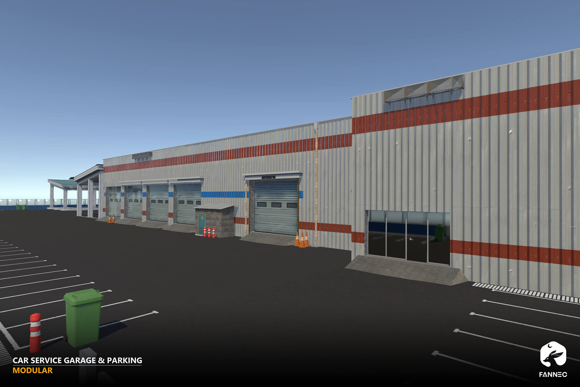 Modular - Car Service Garage & Parking - Unity 3D Model by FANNEC