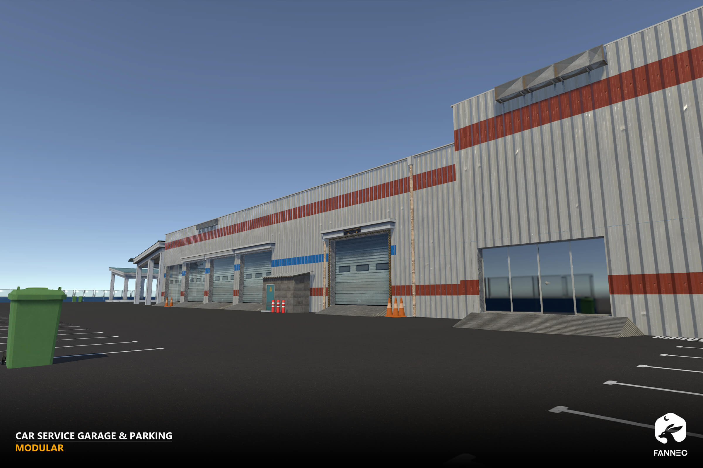 Modular - Car Service Garage & Parking - Unreal Engine 3D Model by FANNEC
