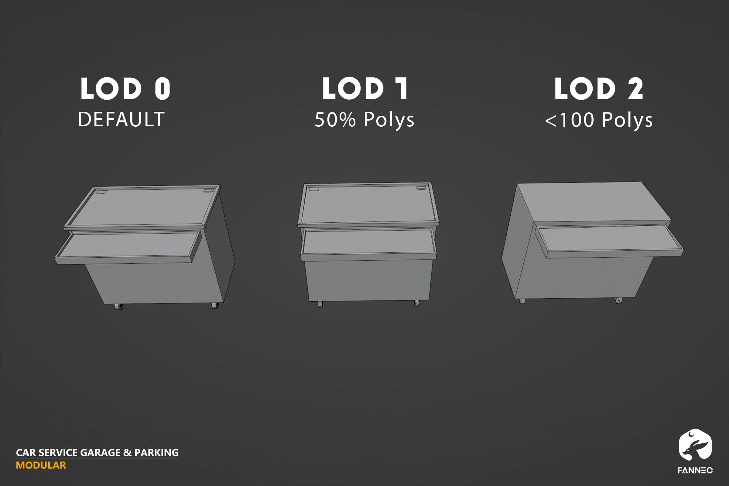 Modular - Car Service Garage & Parking - Unreal Engine 3D Model by FANNEC