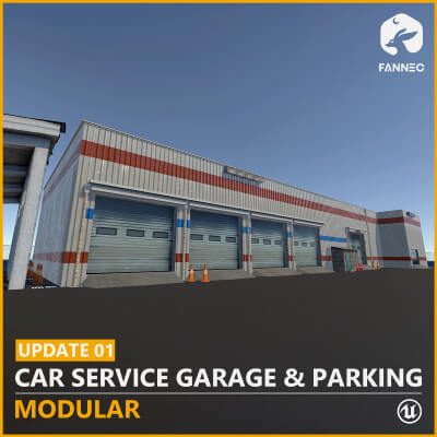 Modular - Car Service Garage & Parking - Unreal Engine 3D Model by FANNEC